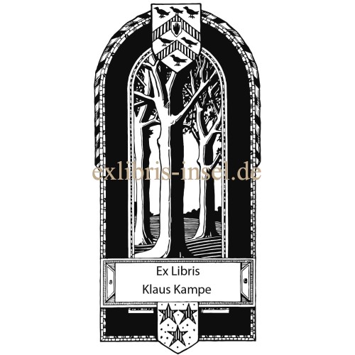 Ex Libris group of trees and coat of arms (el_baue-wapp-voe-045) by www ...